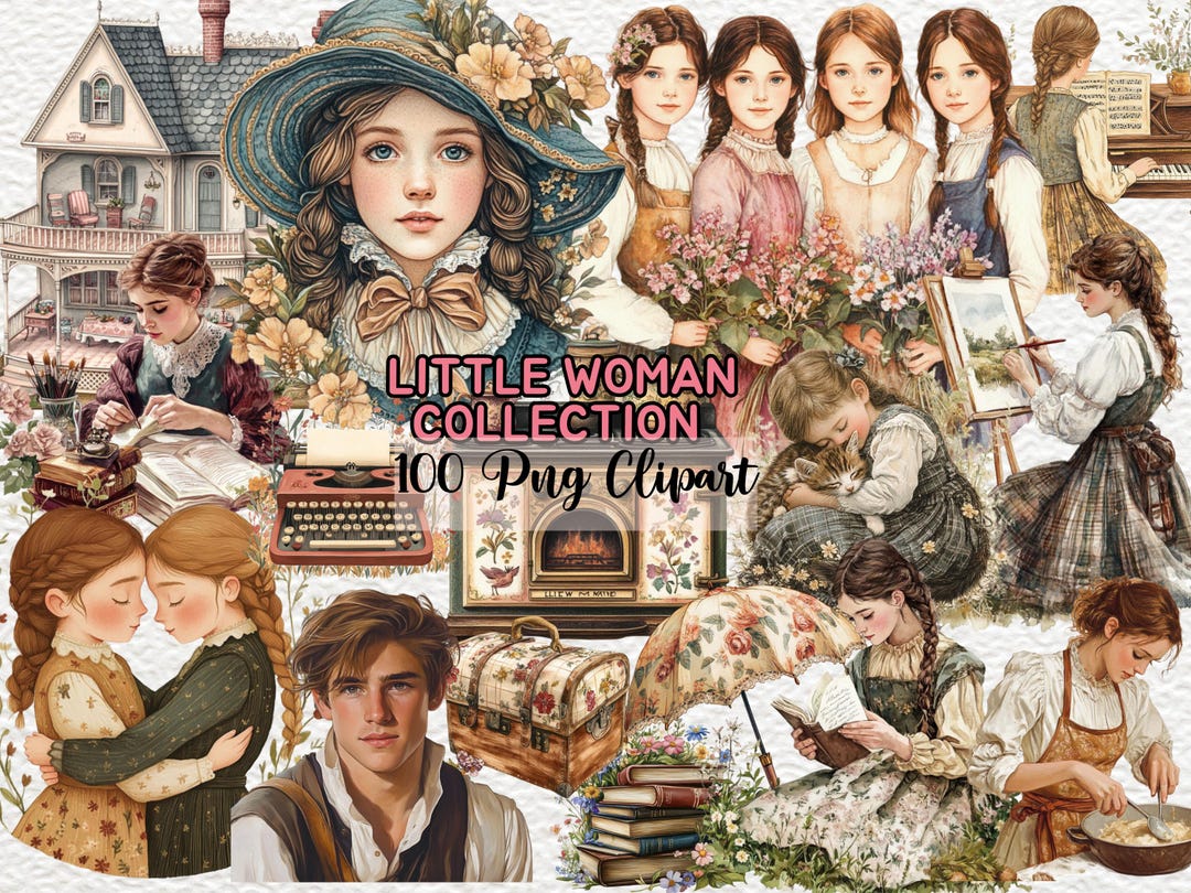 Little Woman Collection, Classic Novel-inspired PNG, Louisa May Alcott ...