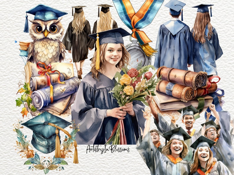 Watercolor Graduation Student, Graduation Clipart Collection ...