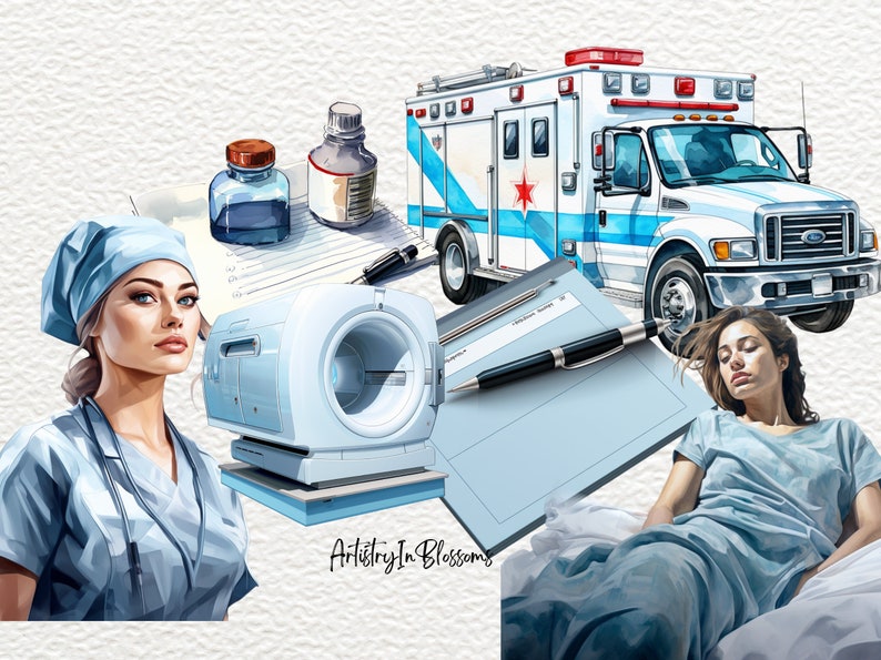 Watercolor Medical Clipart, Doctor Clipart, Healthcare Clipart ...