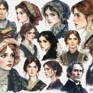 Watercolor Jane Eyre Collection Clipart, Vintage Literary Art, Perfect ...