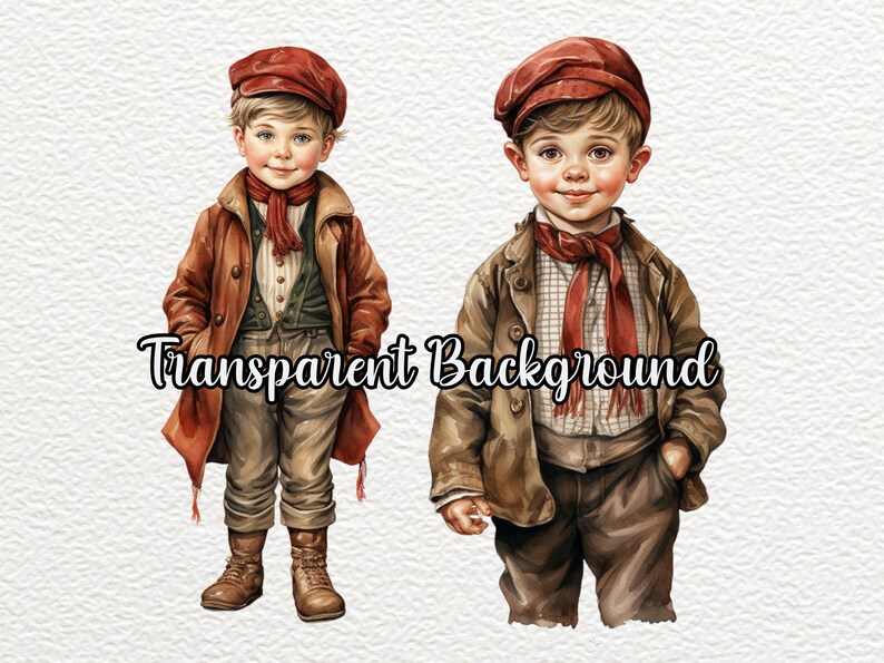 Watercolor Vintage Christmas Boy Clipart, Christmas Watercolor Family ...