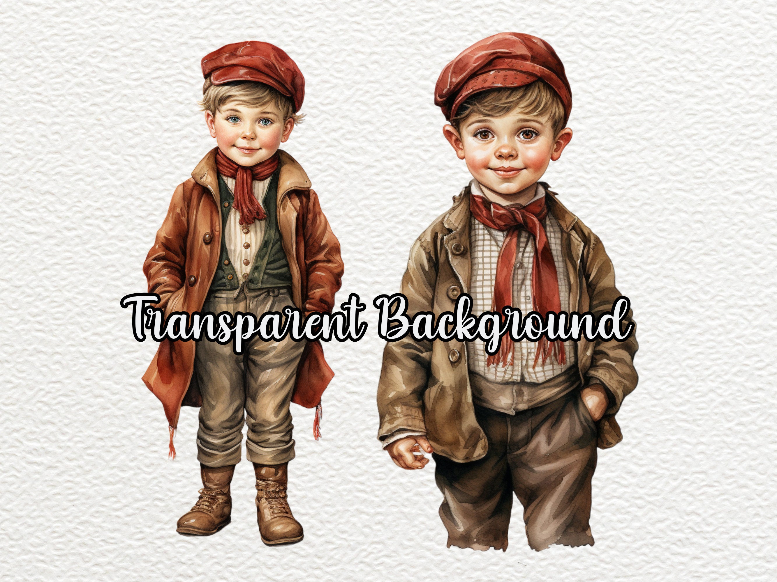 Watercolor Vintage Christmas Boy Clipart, Christmas Watercolor Family ...