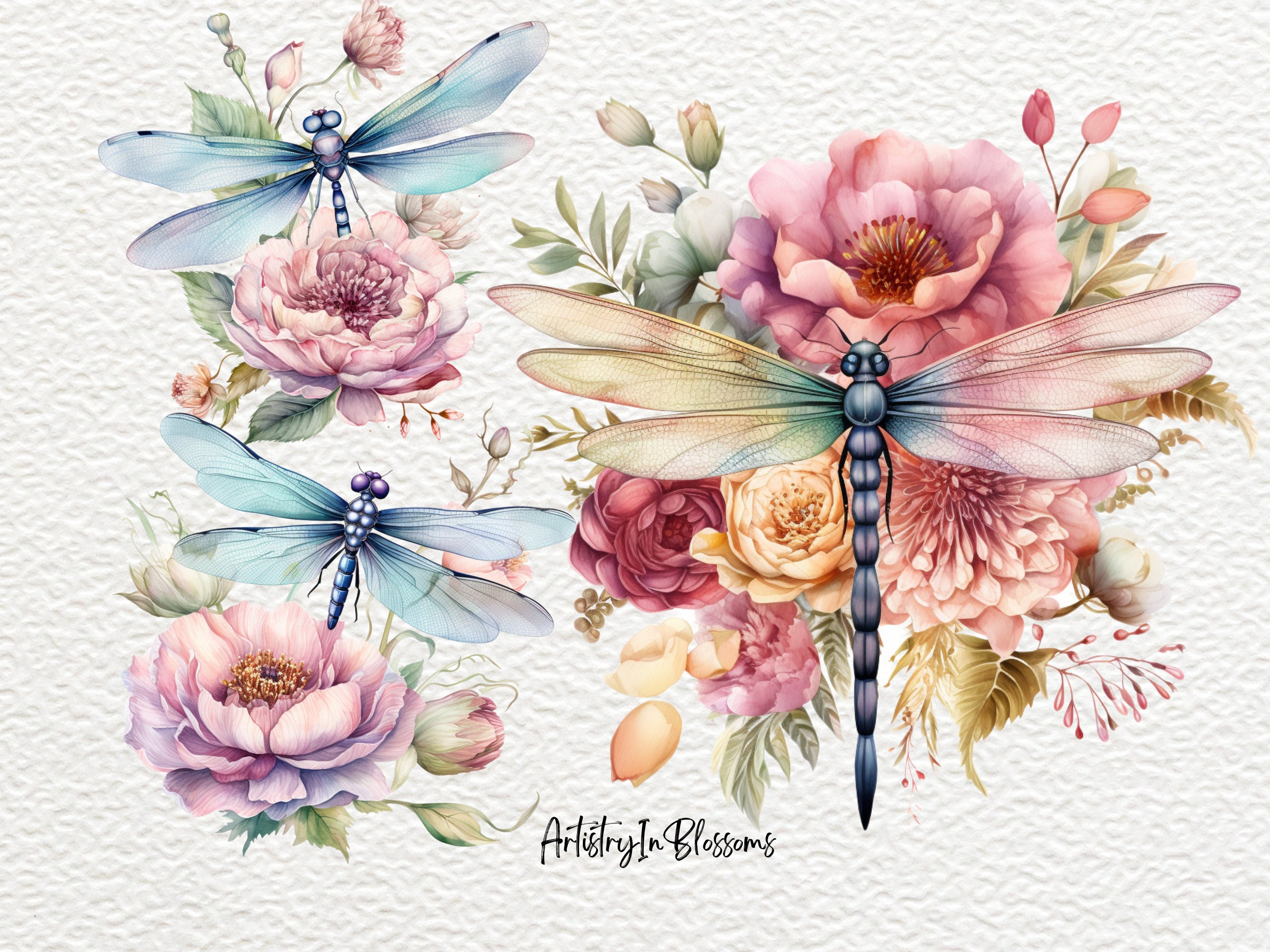 Watercolor Dragonfly Clipart, Watercolor Dragonfly Png, Junk Journals ...