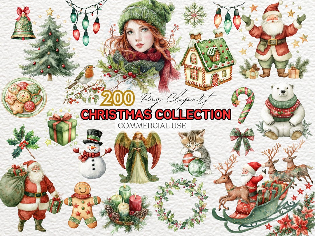 Christmas Collection Clipart, Holiday Graphics, Festive Art, Winter ...