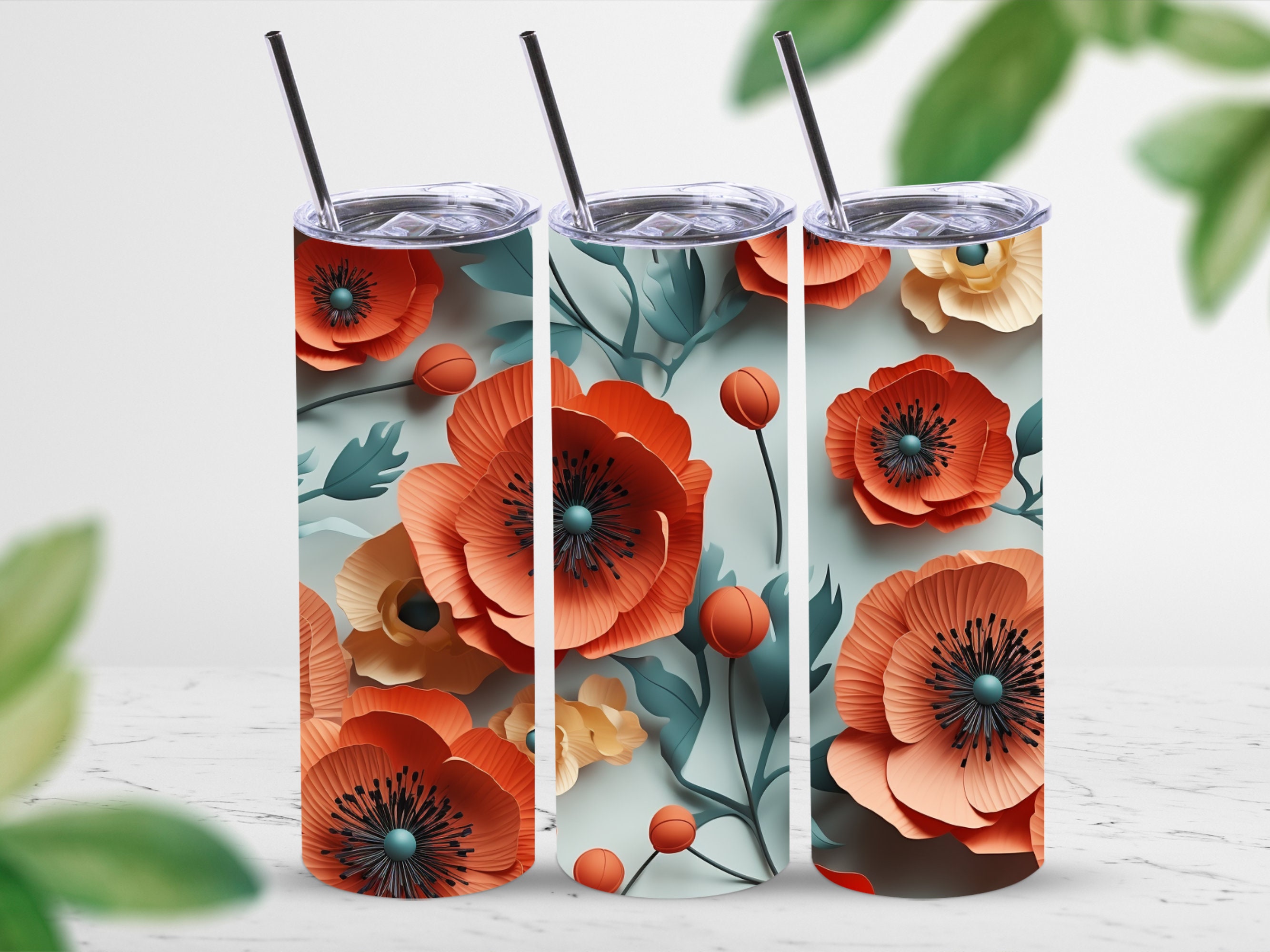 3D Poppy Flowers Floral Seamless Pattern Digital Paper - Etsy