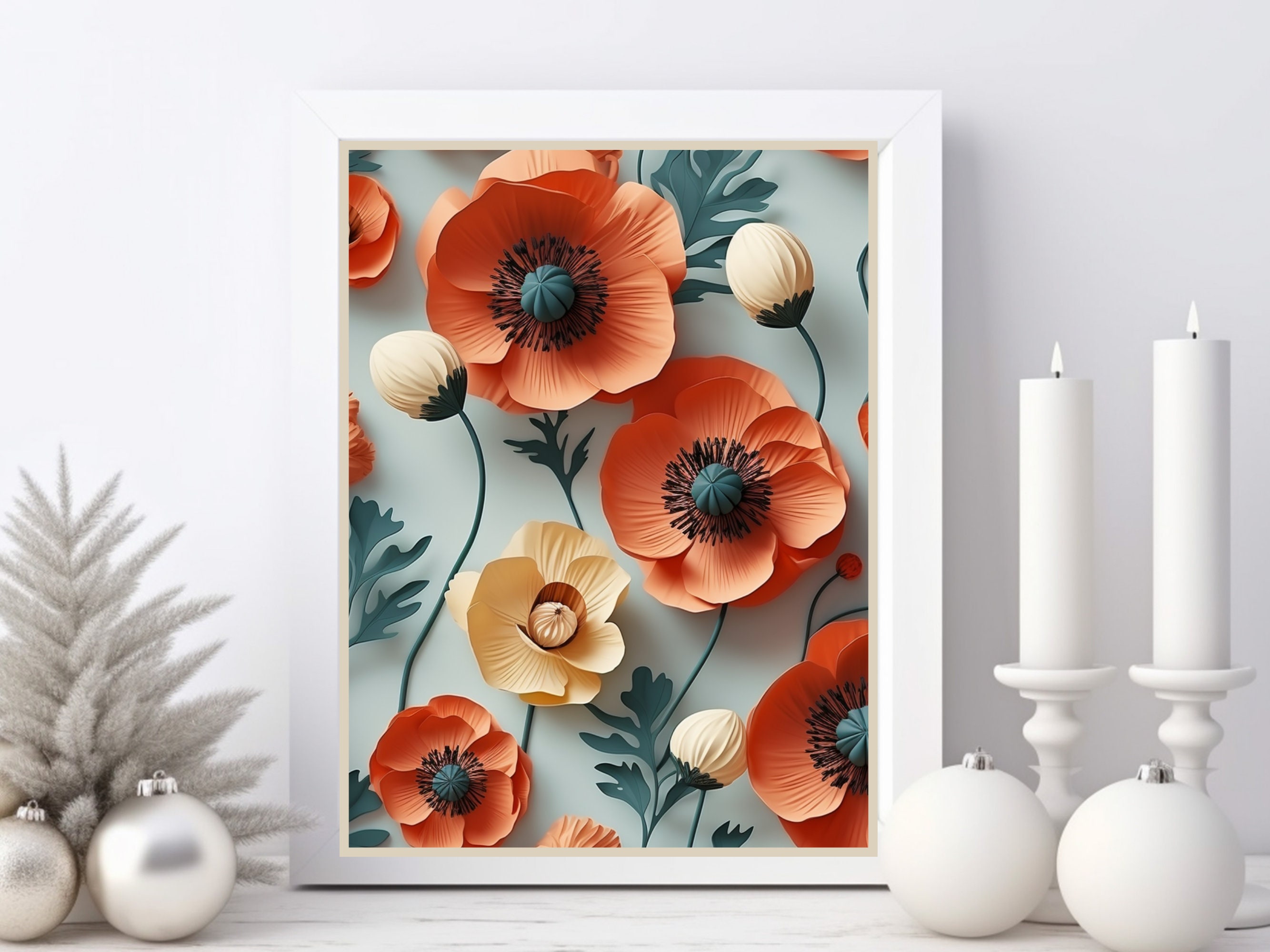 3D Poppy Flowers Floral Seamless Pattern Digital Paper - Etsy