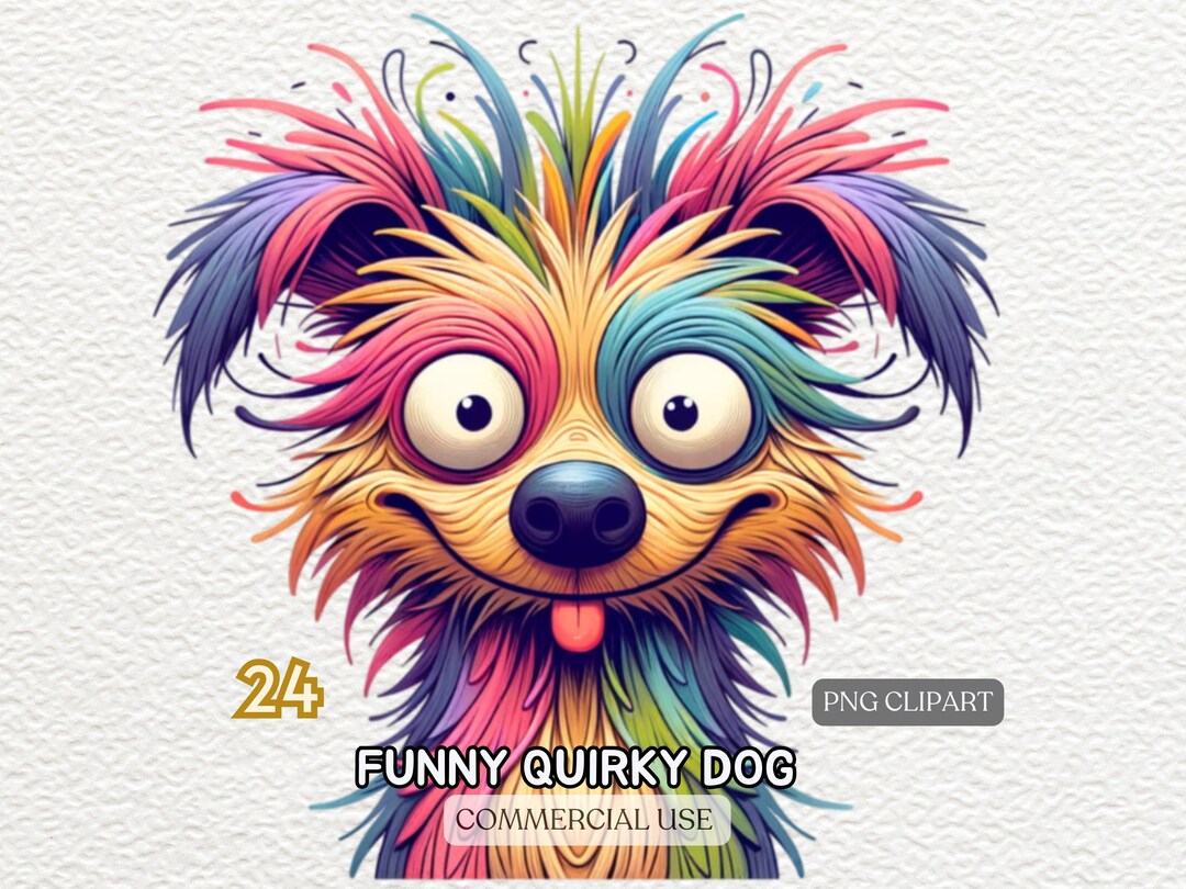 Funny Quirky Dog Clipart | 90 Dog Clipart Bundle | Crazy Dog Png | Dog ...