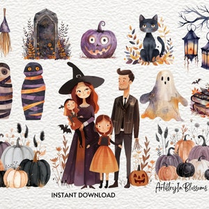 Happy Halloween Clipart | Watercolor Cute Halloween Collection Clipart ...