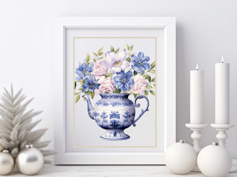 Watercolor Chinoiserie Clipart, Chinoiserie Watercolor Tea Set Clipart ...