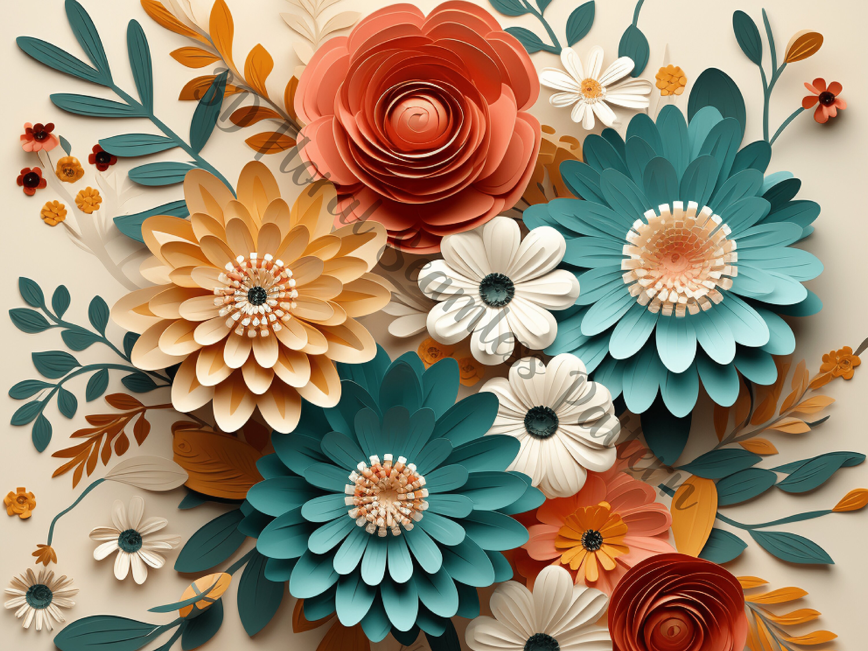 3D Flower Sublimation Digital Background Seamless Pattern - Etsy