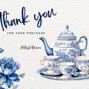 Watercolor Chinoiserie Clipart, Chinoiserie Watercolor Tea Set Clipart ...