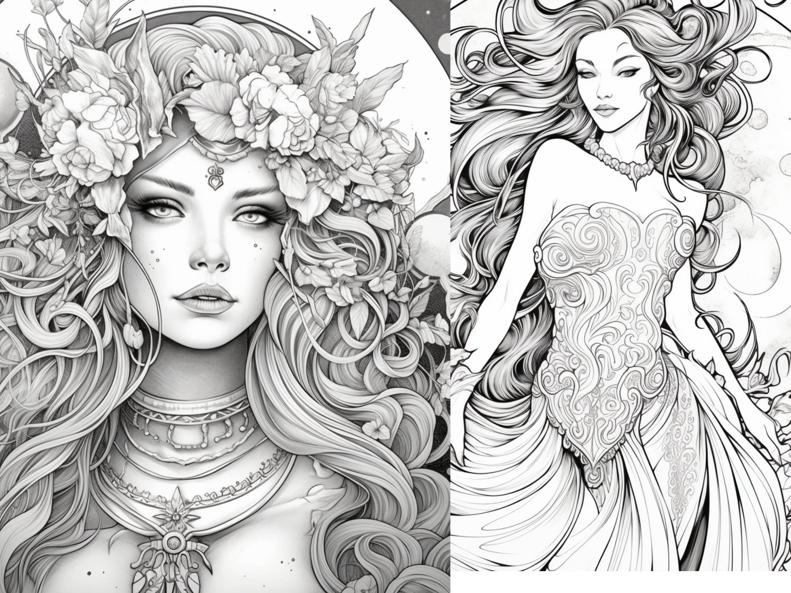 Moon Goddess Spiritual Coloring Page Pagan Coloring - Etsy