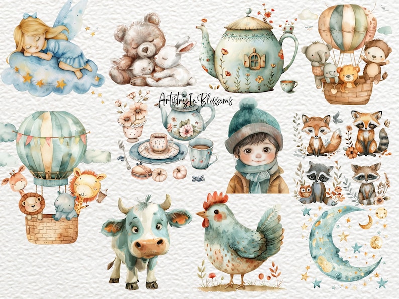 Watercolor Nursery Rhymes Clipart, Nursery Rhymes Watercolor Clipart ...