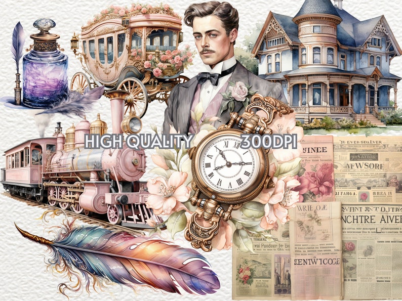 Victorian Clipart, Victorian Era Png Bundle, Retro Child Series ...