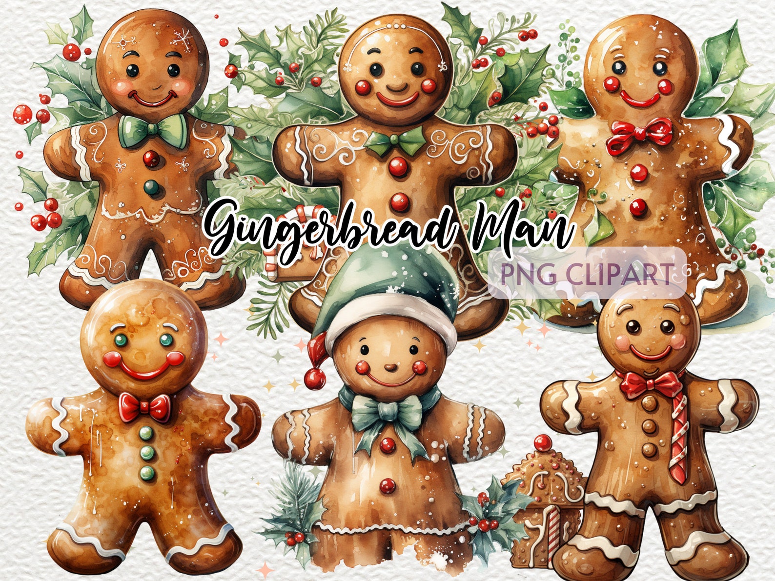 Watercolor Gingerbread Clipart, Gingerbread Clipart Collection ...