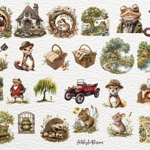 Watercolor Clipart of the Wind in the Willows | Kenneth Grahame Classic ...