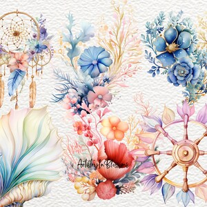 Watercolor Nautical Clipart, Under the Sea, Nautical Png, Marine ...