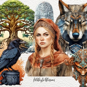 Watercolor Viking Clipart, Viking Png, Viking Cutfile, Scandinavian ...