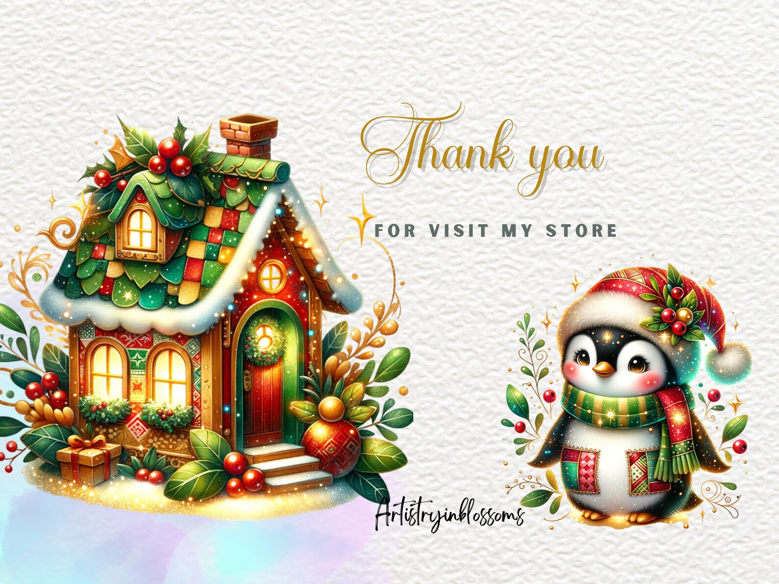 Holiday Cheer Christmas Clipart, Charming Christmas Clipart, Whimsical ...