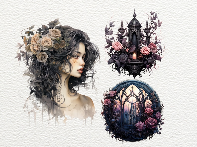 Gothic Aesthetic Clipart Magical Gothic Flowers Clip Art Gothic Clipart ...