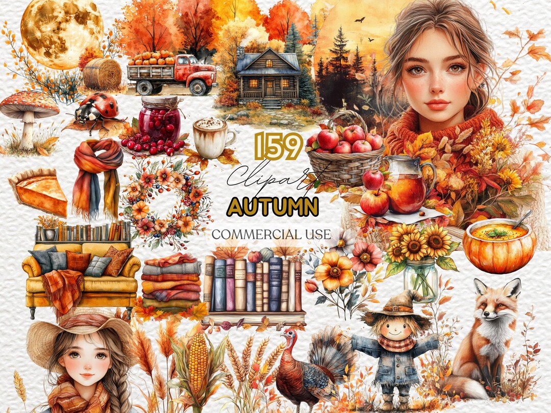Autumn Clipart | Fall Clipart | Neutral Cozy Fall Images | Printable ...