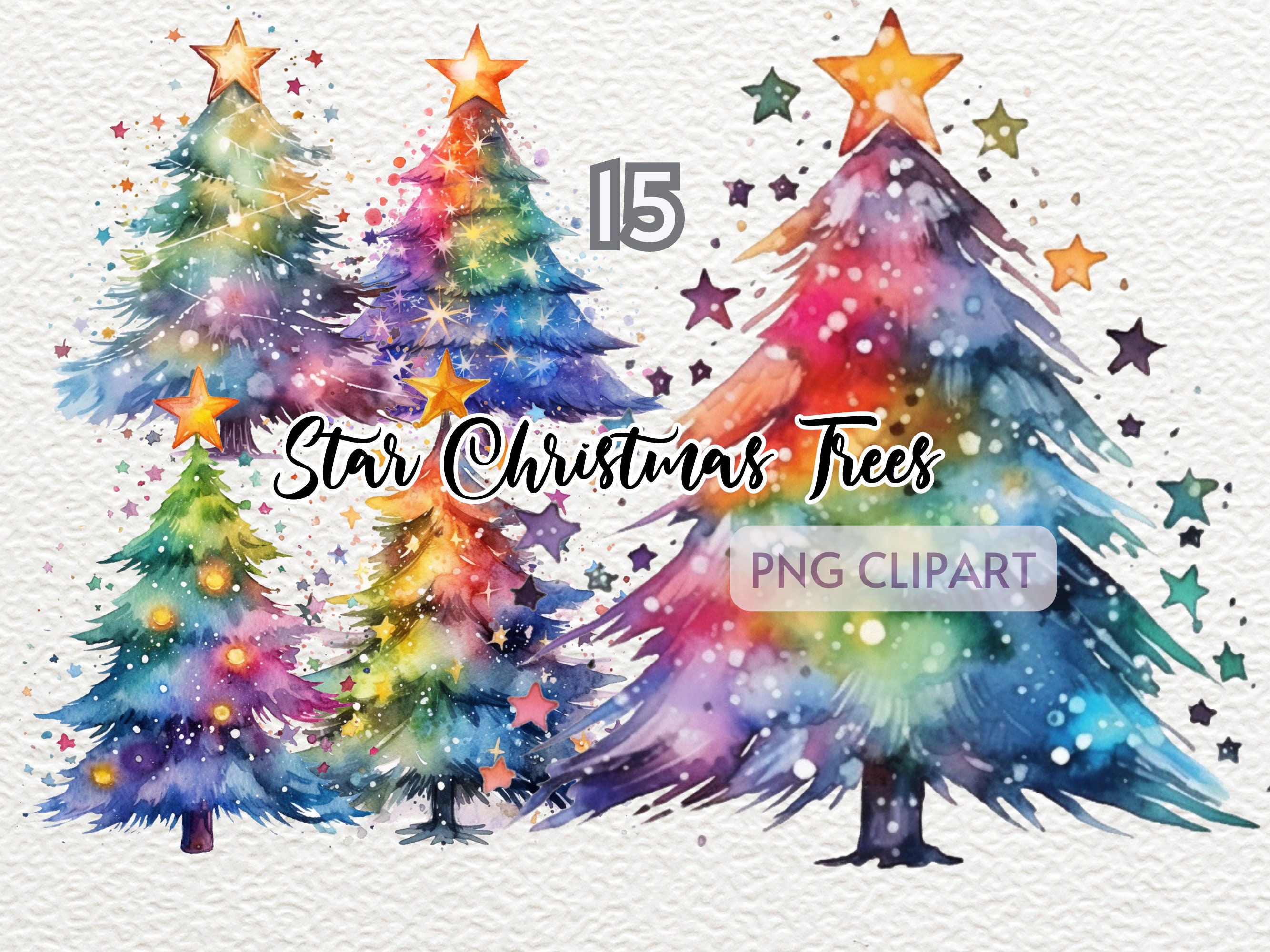 Star Christmas Tree Clipart, Magical Starry Christmas Tree, Whimsical ...