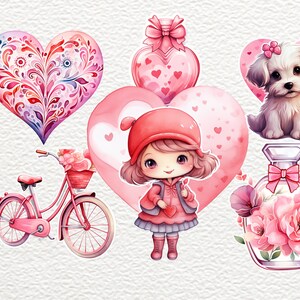 Valentine's Day Clipart, Pink Clipart, Watercolor Valentine, Love ...