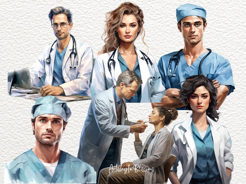 Watercolor Medical Clipart, Doctor Clipart, Healthcare Clipart ...