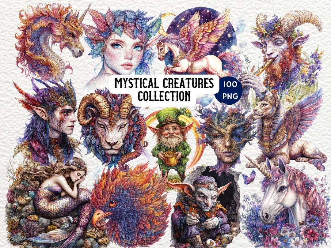 Enchanting Mystical Creatures Clipart, Magical Fantasy Clipart ...