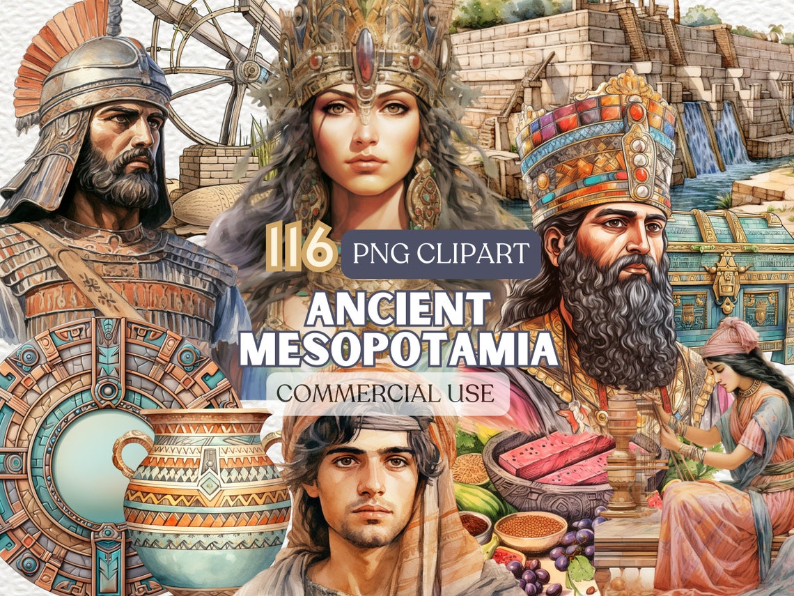 Watercolor Ancient Mesopotamia Clipart Mesopotamian Symbol - Etsy