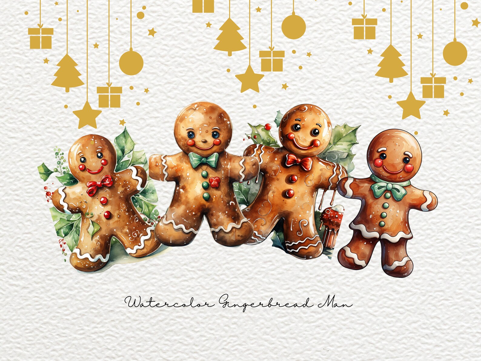 Watercolor Gingerbread Clipart, Gingerbread Clipart Collection ...