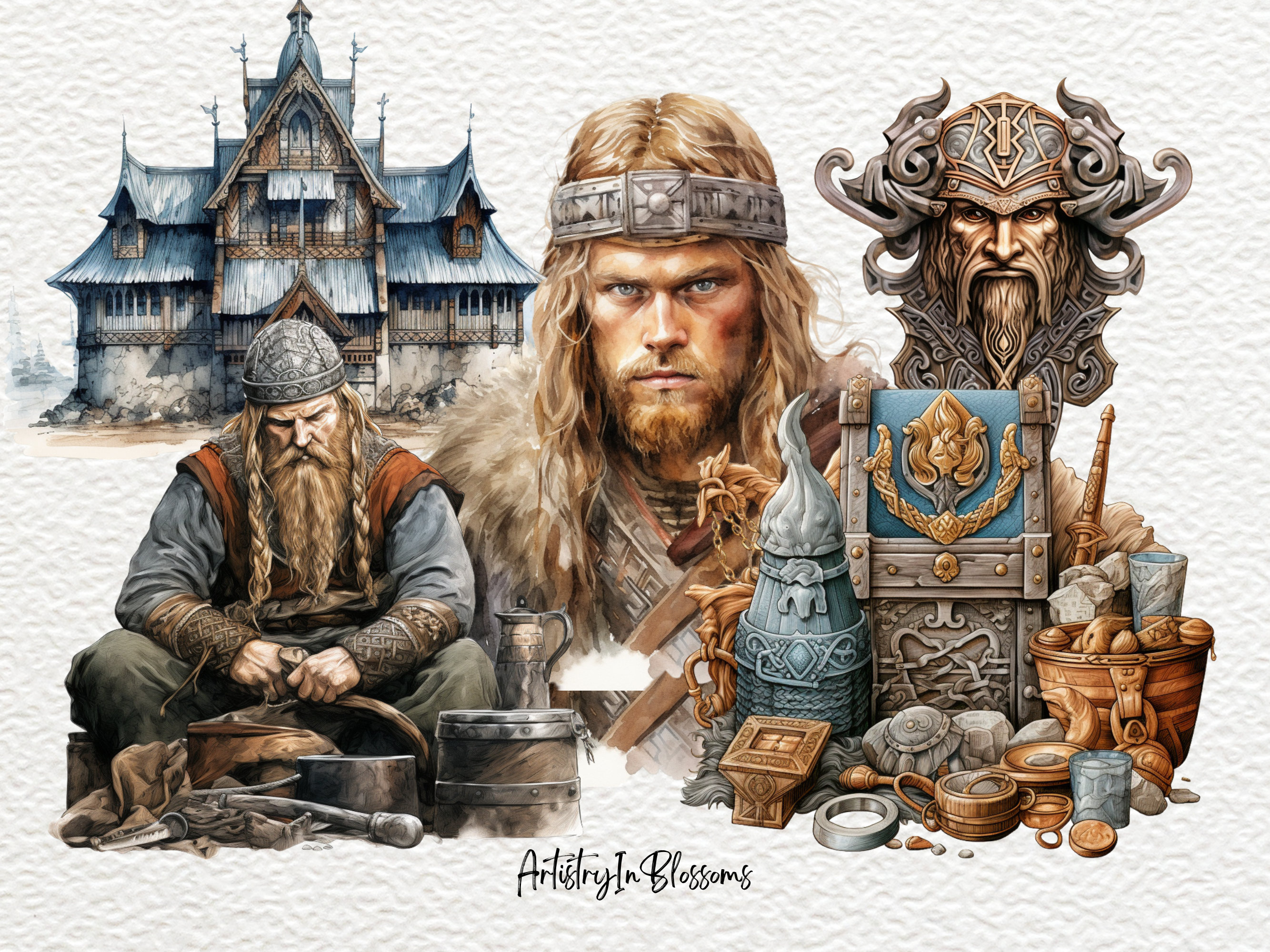 Watercolor Viking Clipart Viking Png Viking Cutfile - Etsy