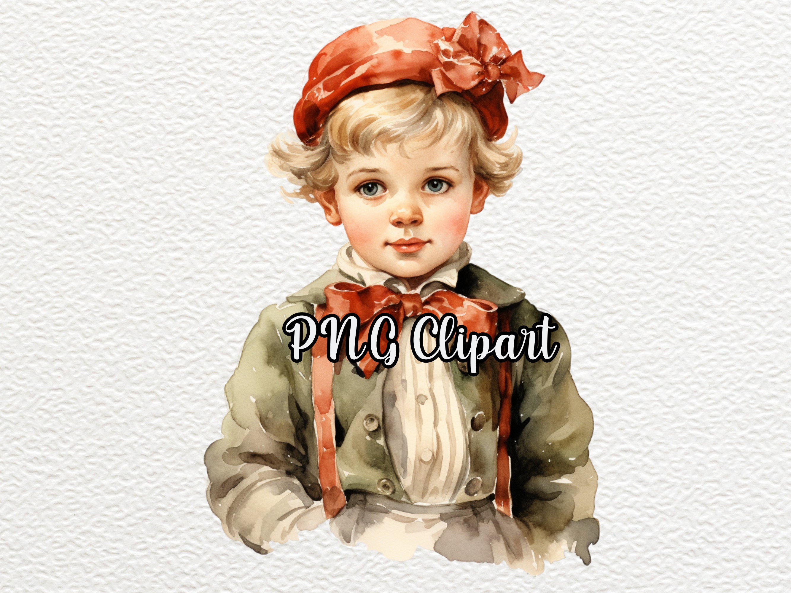 Watercolor Vintage Christmas Boy Clipart, Christmas Watercolor Family ...
