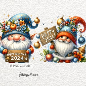 Festive Watercolor Gnomes PNG, New Year Gnomes Clipart, Gnome New Year ...