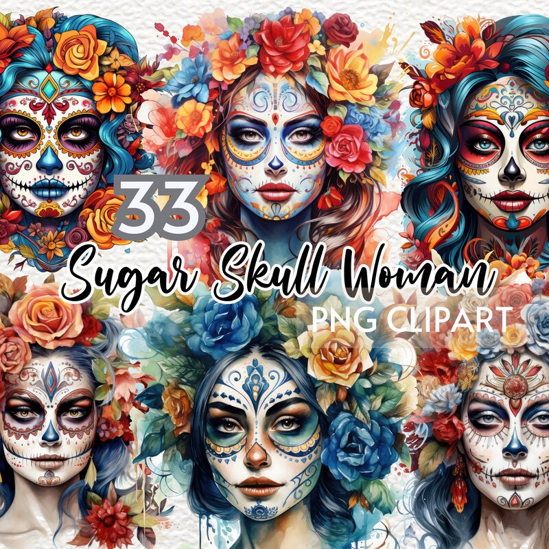 Sugar Skull Clipart - Etsy