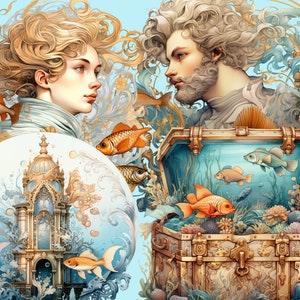 Undersea Watercolor Clipart, Mermaids and Sunken Treasure Clipart ...