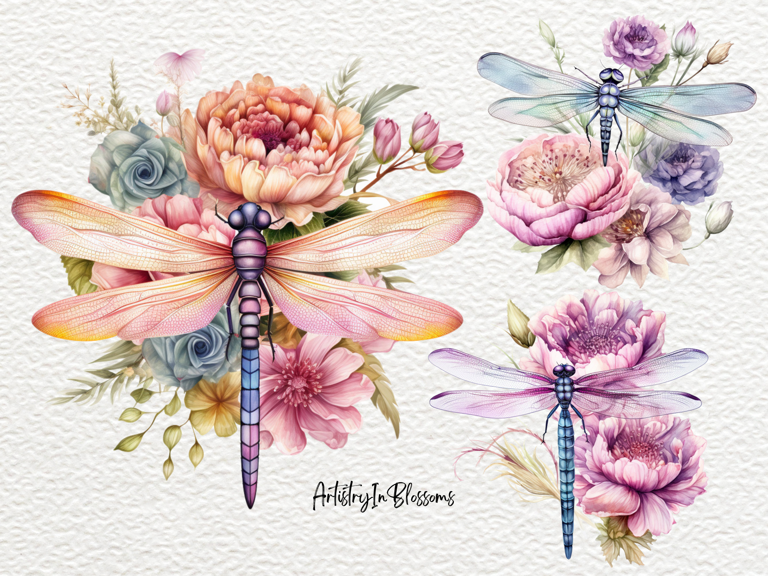 Watercolor Dragonfly Clipart, Watercolor Dragonfly Png, Junk Journals ...