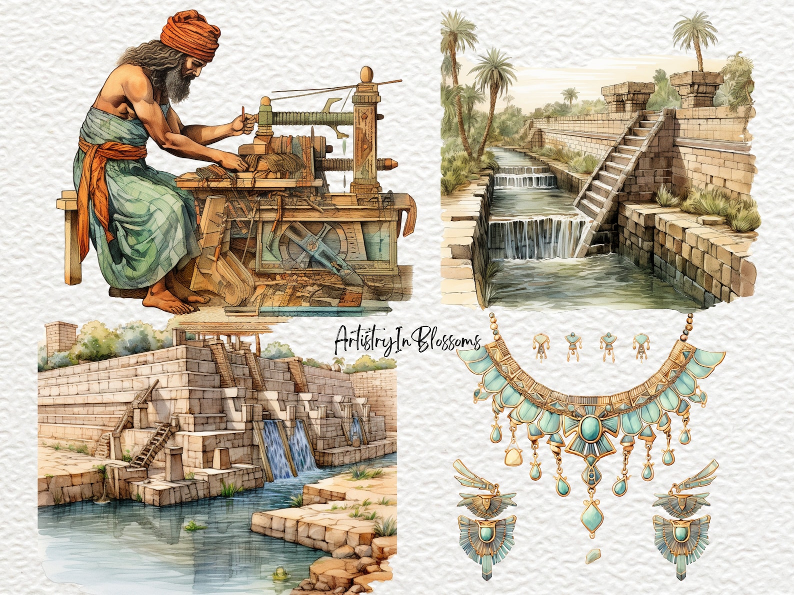 Watercolor Ancient Mesopotamia Clipart Mesopotamian Symbol - Etsy