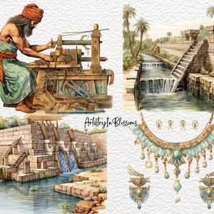 Watercolor Ancient Mesopotamia Clipart, Mesopotamian Symbol, Ziggurat ...