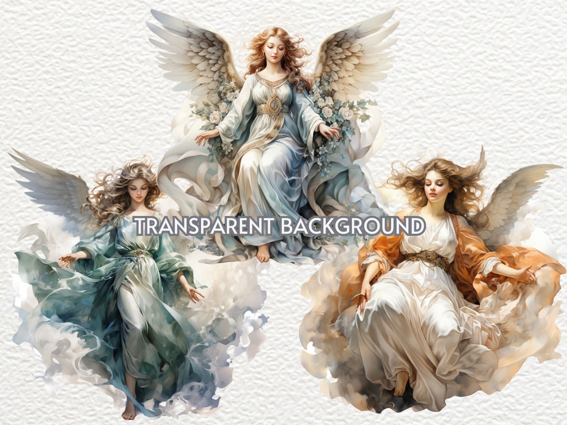 Miracle Angels Clipart, Angelic Watercolor Clipart , Whimsical Miracle ...