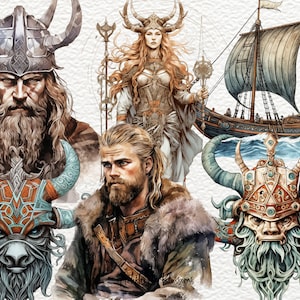 Watercolor Viking Clipart, Viking Png, Viking Cutfile, Scandinavian ...