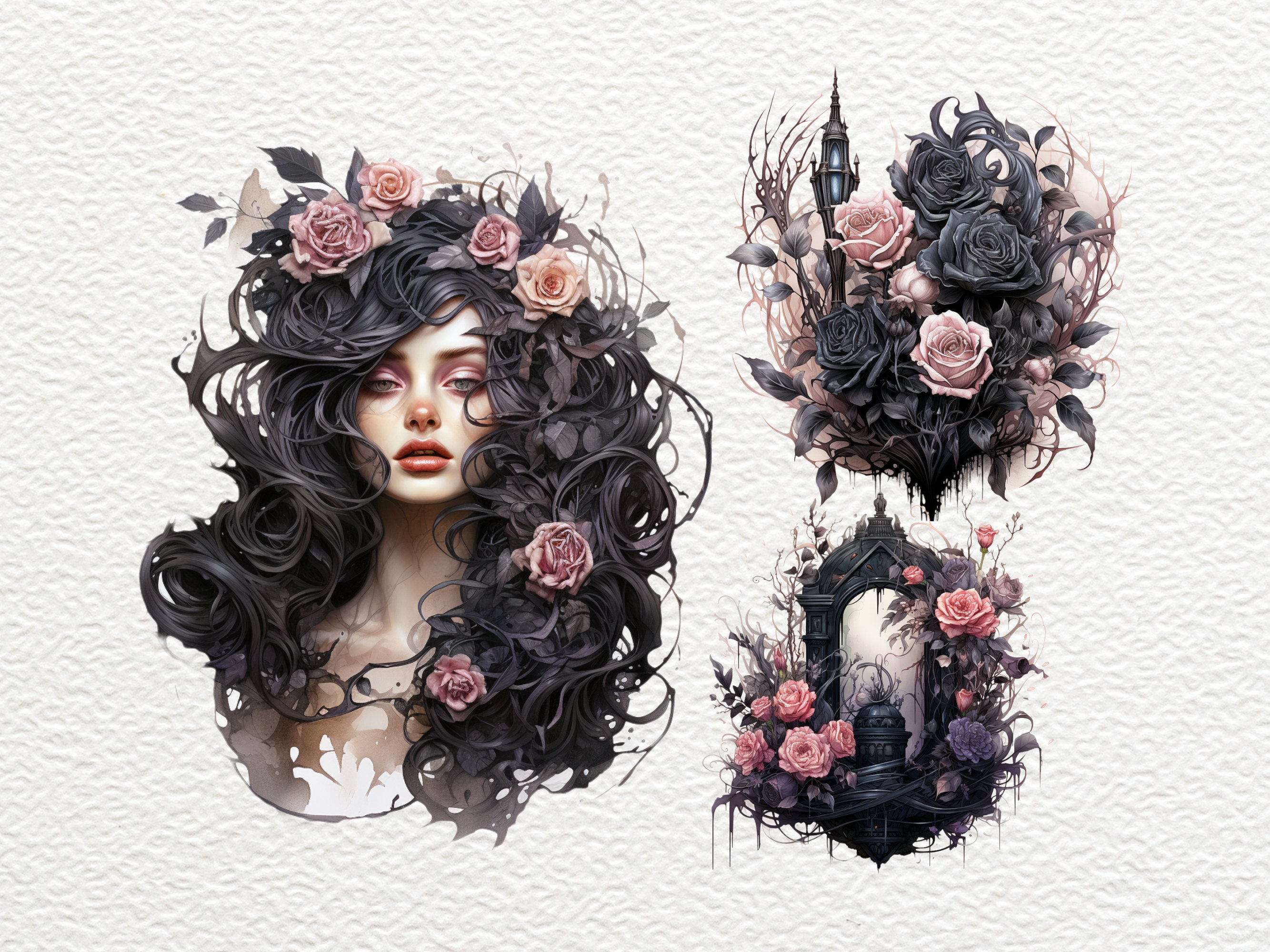 Gothic Aesthetic Clipart Magical Gothic Flowers Clip Art Gothic Clipart ...