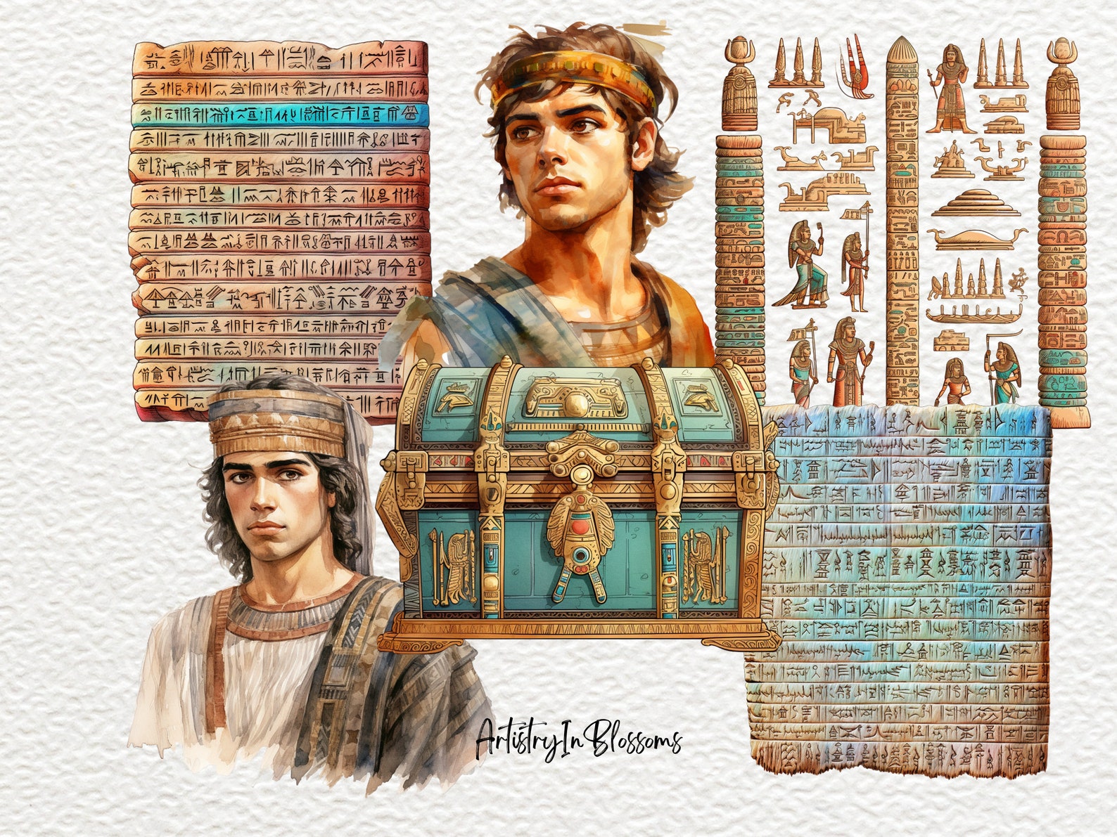 Watercolor Ancient Mesopotamia Clipart Mesopotamian Symbol - Etsy