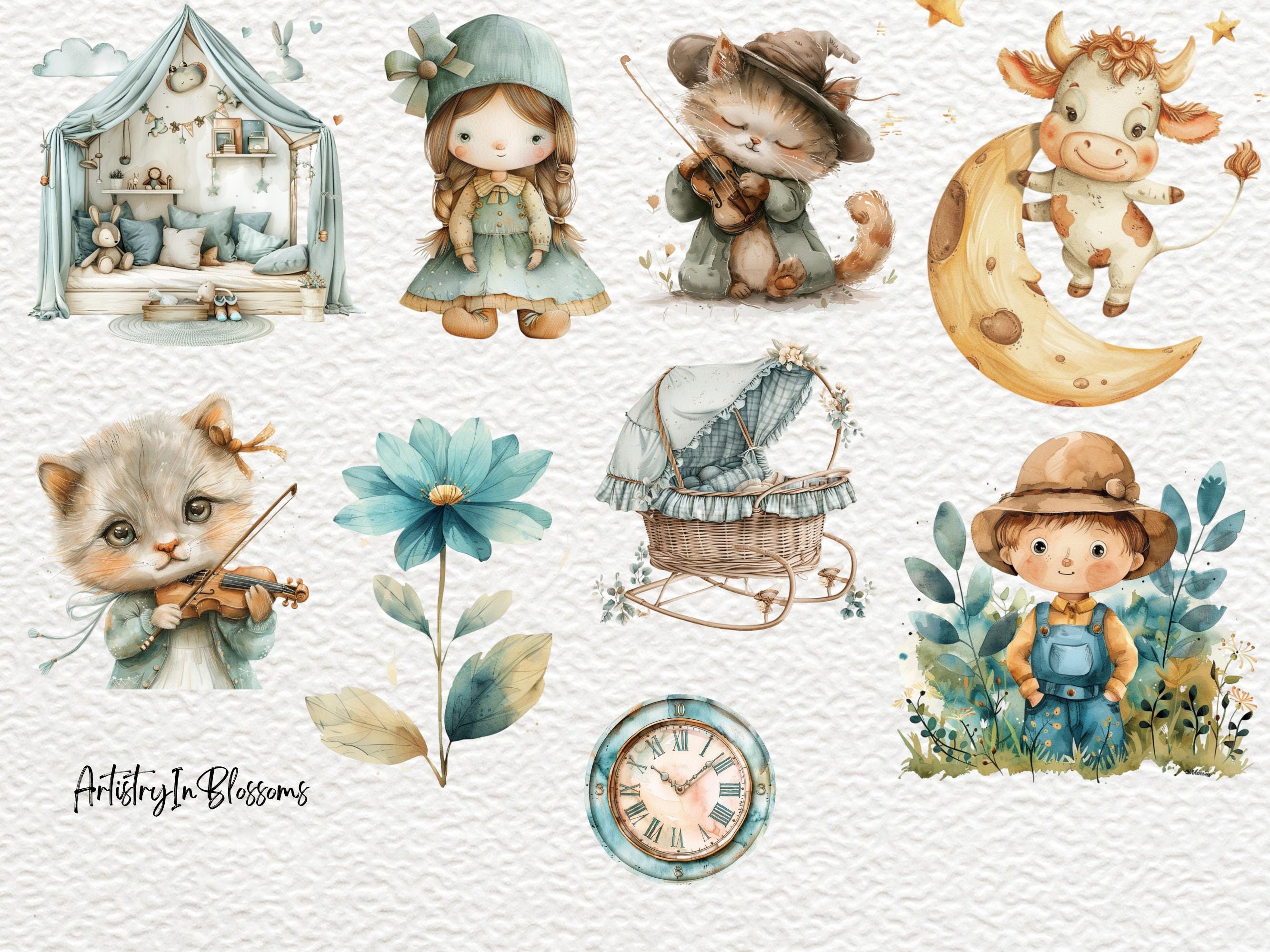 Watercolor Nursery Rhymes Clipart, Nursery Rhymes Watercolor Clipart ...