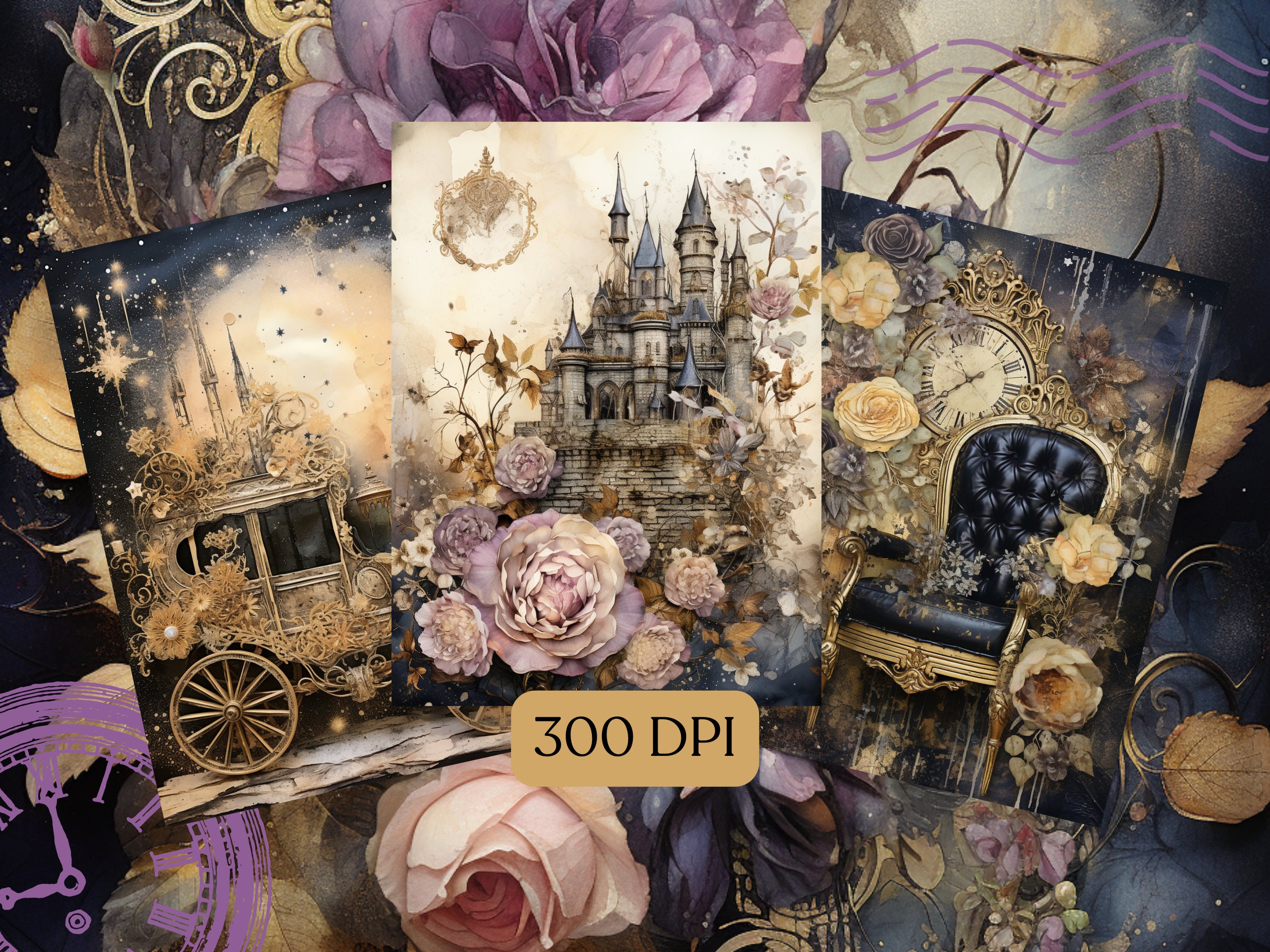 Dark Roses Junk Journal Pages | Digital Collage Sheet | Dark Roses Junk ...
