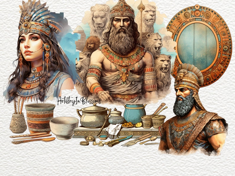 Watercolor Ancient Mesopotamia Clipart Mesopotamian Symbol - Etsy