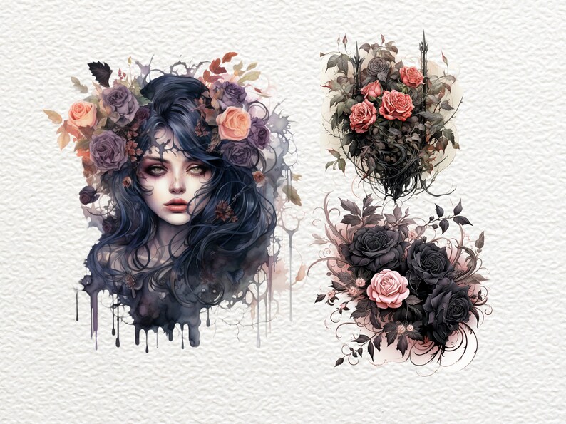 Gothic Aesthetic Clipart Magical Gothic Flowers Clip Art Gothic Clipart ...