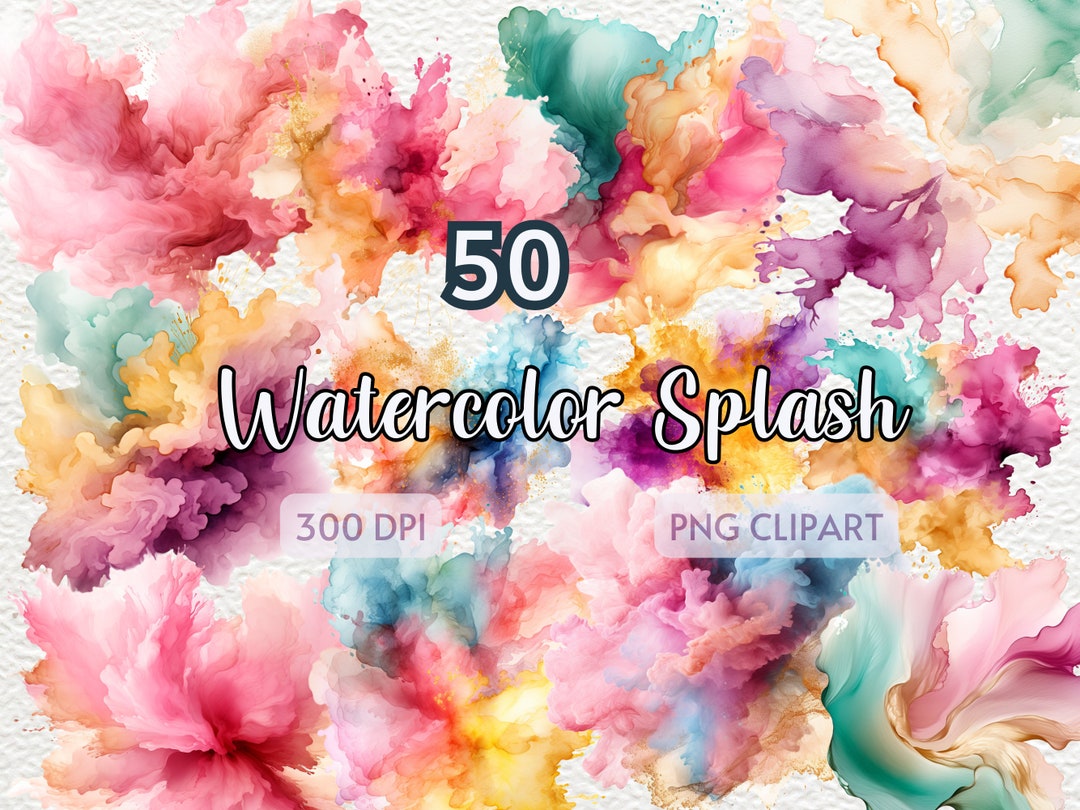 Watercolor Splashes Clipart | Color Splash Png | Graphics Instant ...