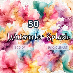 Watercolor Splashes Clipart | Color Splash Png | Graphics Instant ...