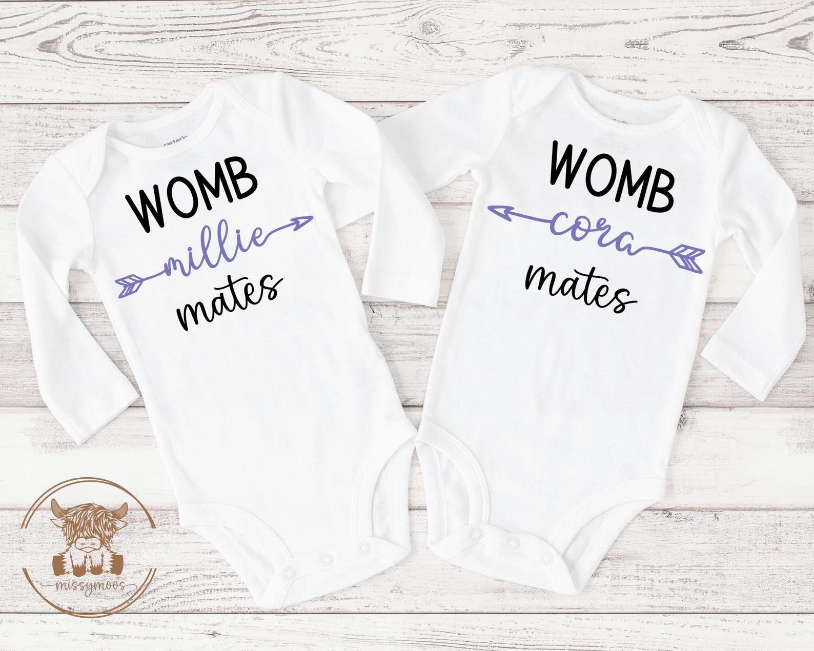Twins Onesie® Set, Womb Mates, Personalized Twin Outfits, Personalized ...